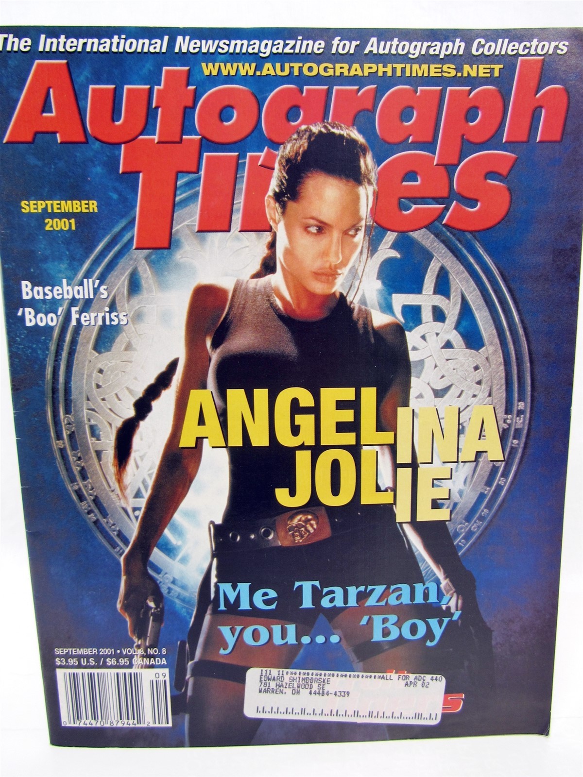 AUTOGRAPH TIMES Sept 2001 - Lara Croft Angelina Jolie Boo Ferriss ...
