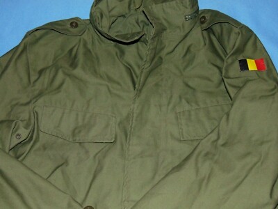 VINTAGE 1987 BELGIUM ARMY FIELD JACKET w/HOOD EUC SEE MEASUREMENTS | eBay