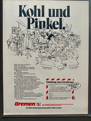 Kohl und Pinkel Bremen der 2-Städte-Staat Original 1973 Vintage Advert ...