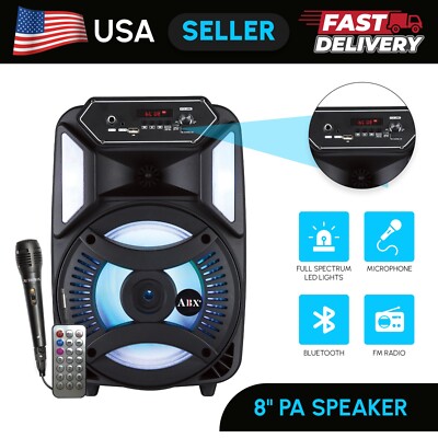 Audiobox Portable PA Speaker 8 Inch LED - Bluetooth, USB, AUX Parties ...