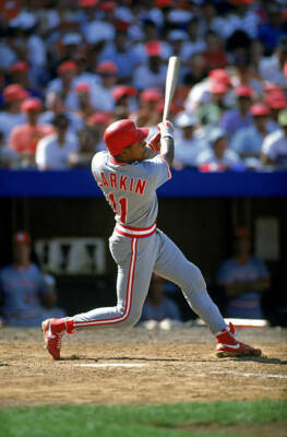 BASEBALL Barry Larkin Of The Cincinnati Reds Bats 1990 OLD PHOTO | eBay ...