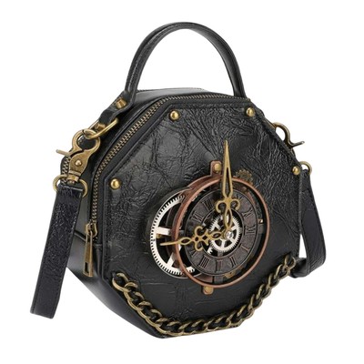 Steampunk Shoulder Bag Clock Purse PU Leather Retro for Women Girls ...