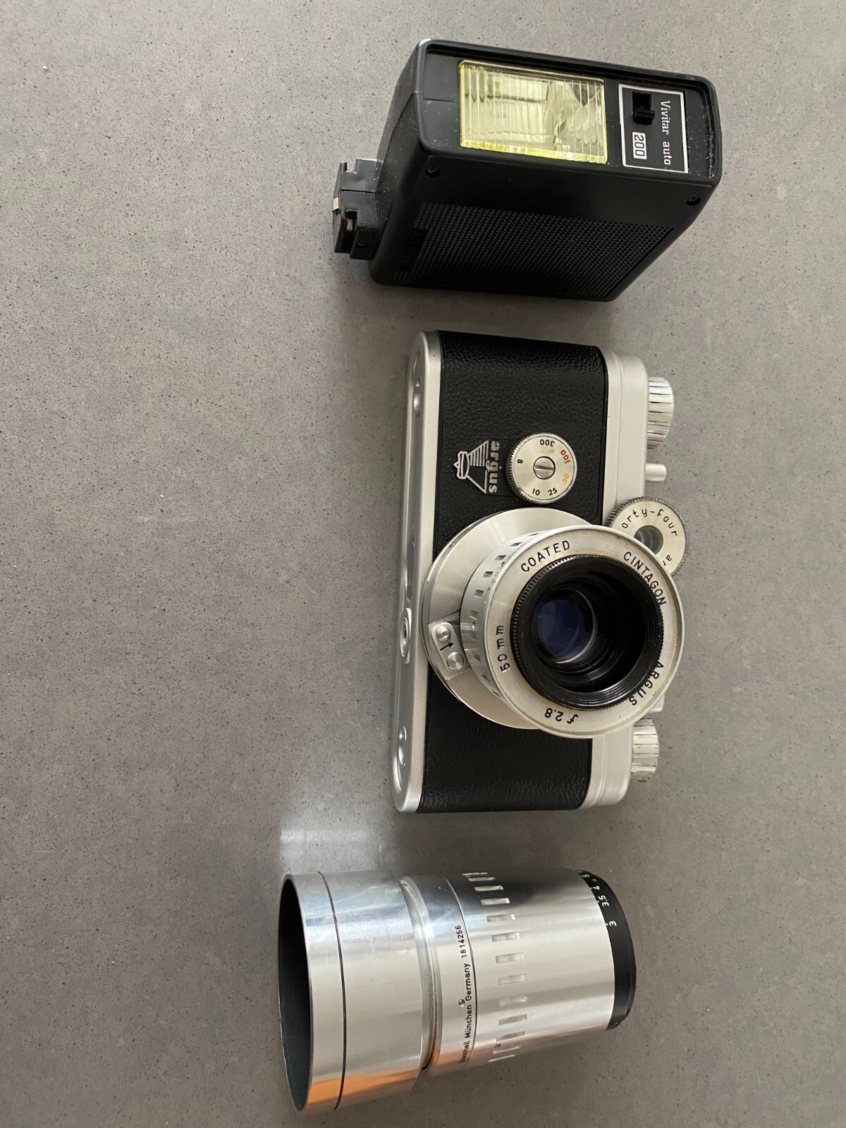 Argus C Forty Four 35mm film camera with Cintagon 50mm F2.8 lens + 100 ...