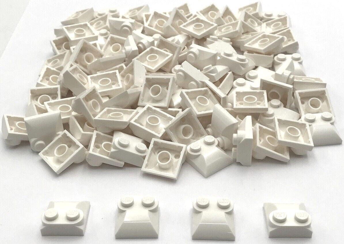 Lego 100 New White Slope Sloped Curved 2 x 2 x 2/3 w/ 2 Studs Curved ...