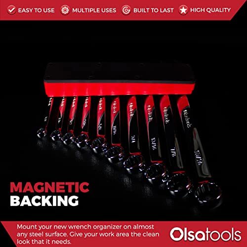 Olsa Tools Magnetic Wrench Organizer (Red) | Wrench Holder Fits ...