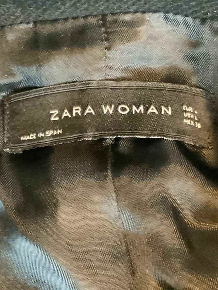 Zara Woman Black Double Breasted Wool Blend Coat Gold Buttons, Size L | eBay