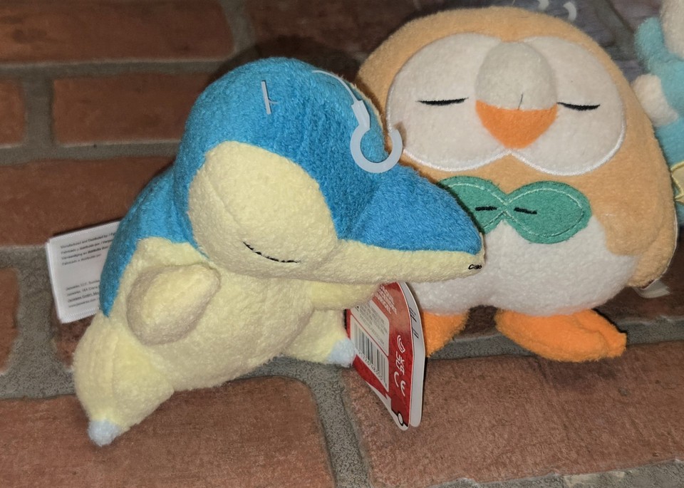 Pokemon Sleeping Plush Terry Cloth Lot Of 4 w/ Pikachu, Rowlet ...