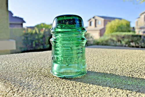 Dark Green CD 121 A.T.&T. Co Glass Insulator Bubbles and Over Pour on ...