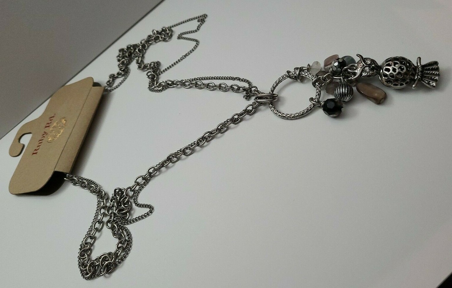 Ruby Rd. Owl Cluster Charm Silver Tone Chain Link Necklace NEW WITH ...