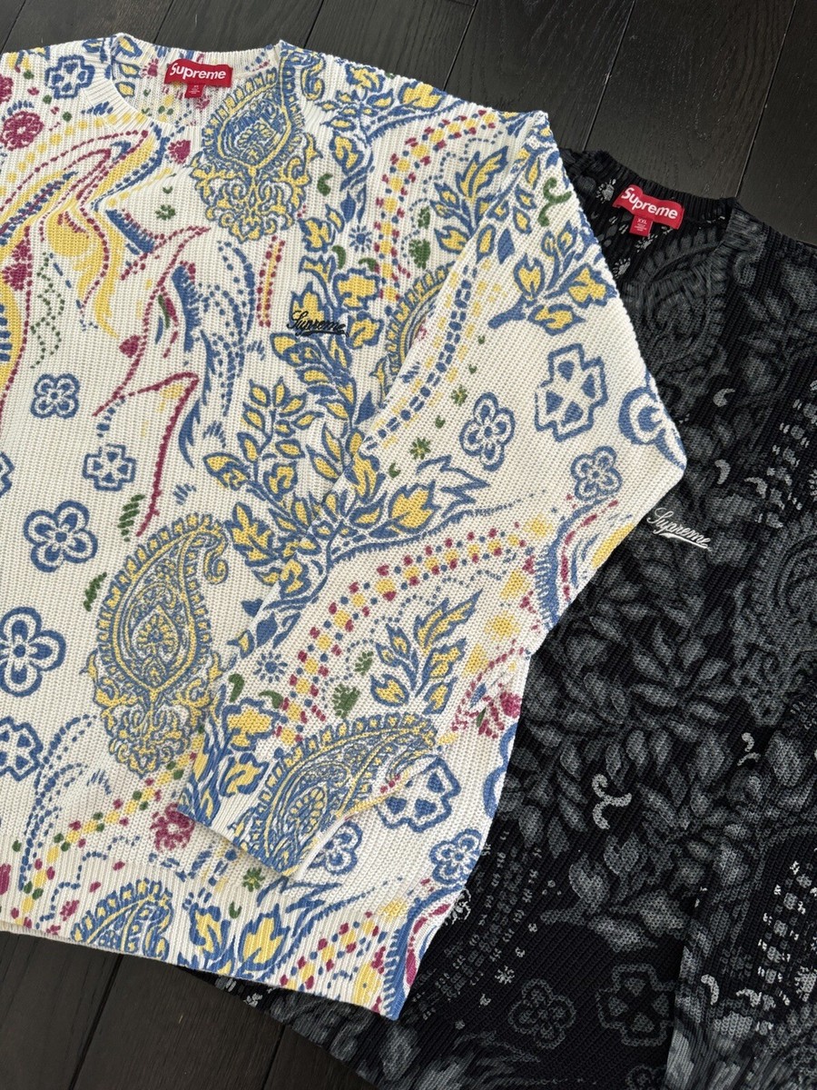 Supreme Printed Paisley Sweater - White XL Trusted Seller Supreme Printed Paisley Sweater - White XL Trusted Seller