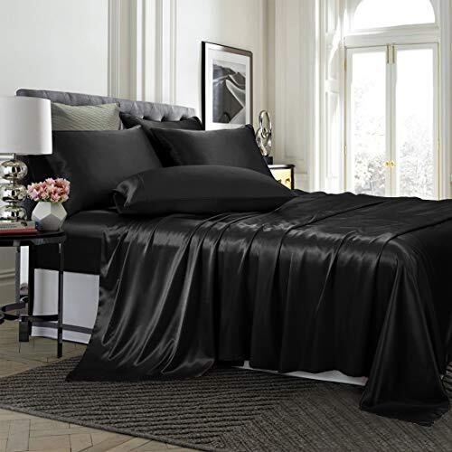 6 Piece Satin Sheets Full Size Silky Smooth Black Satin Sheet Set With ...