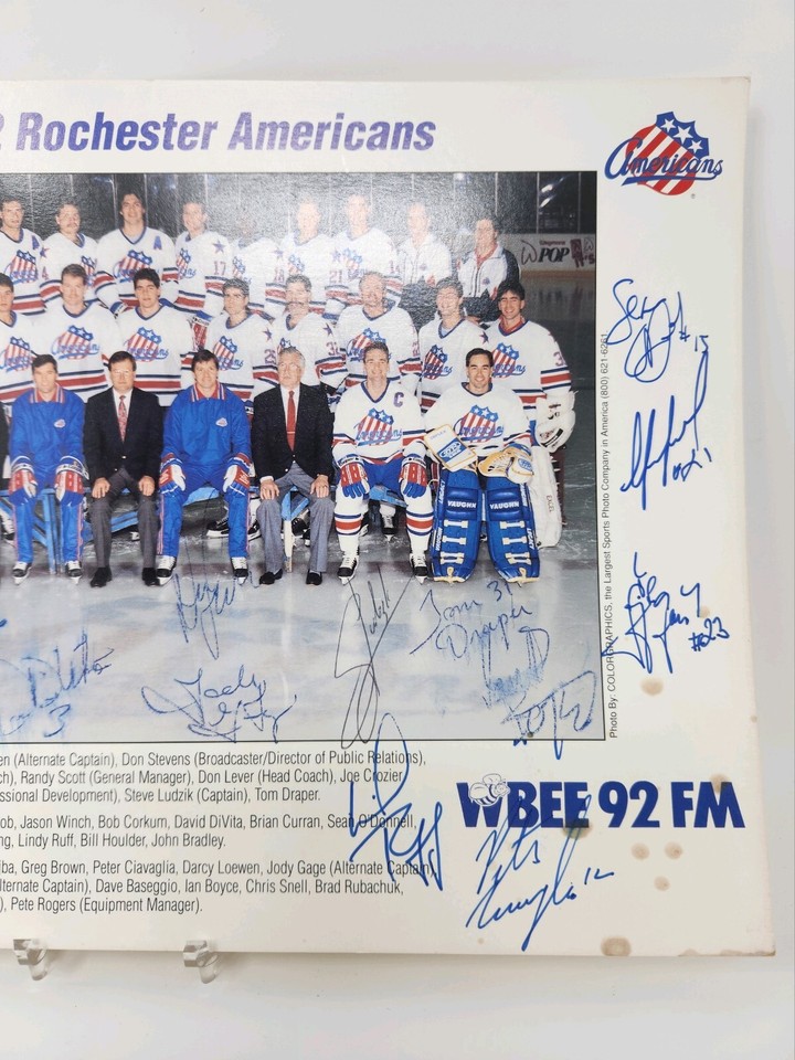1991-92 Rochester Americans Amerks Team Signed Photo COA BUF | eBay