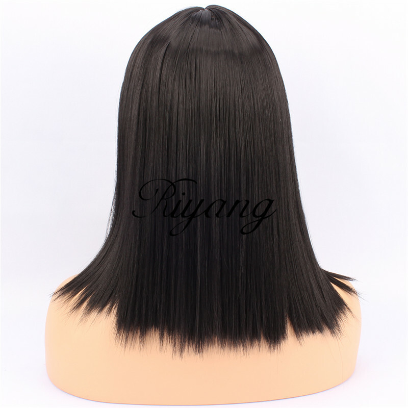 Women's BOB Hair Fashion Wig 16" 40cm Middle Part Full Bangs Straight ...