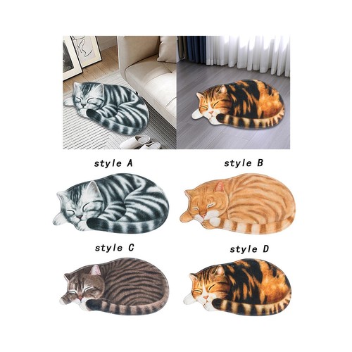 Sleeping Cat Shaped Area Rug Doormat Absorbent Comfortable 3D Kitten ...