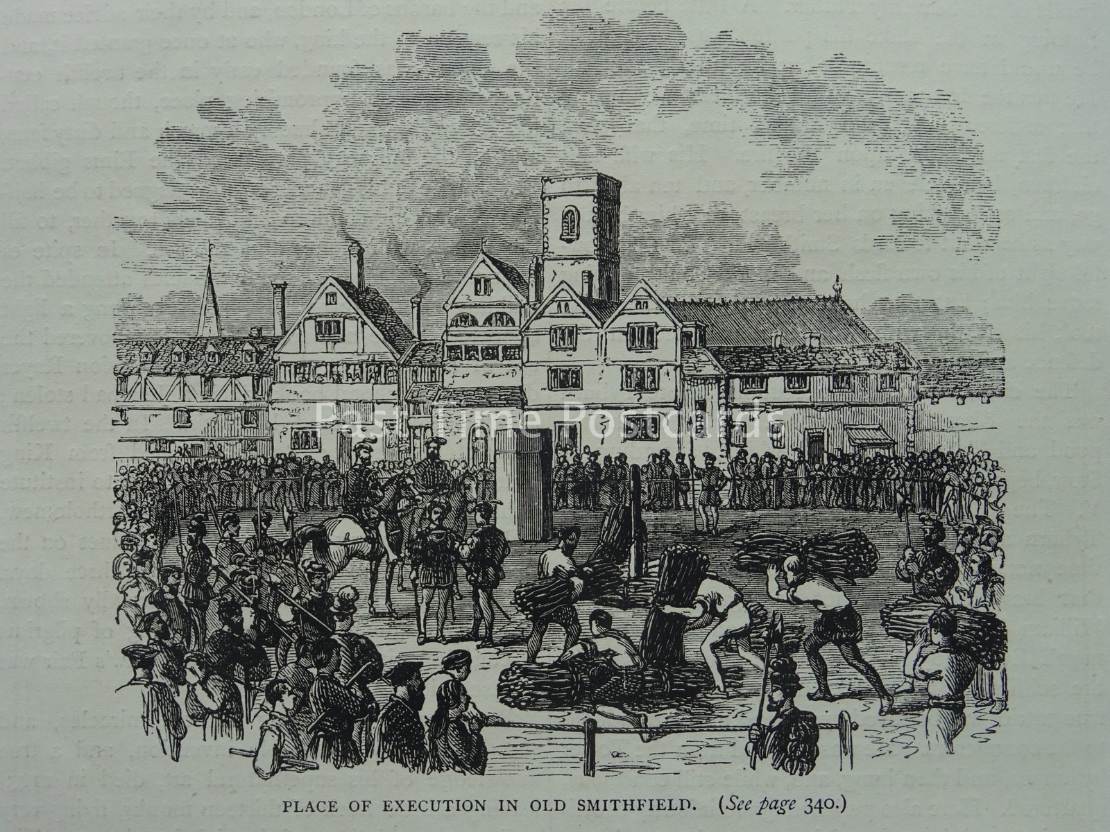 London OLD SMITHFIELD PLACE OF EXECUTION Original Victorian Print 1878 ...