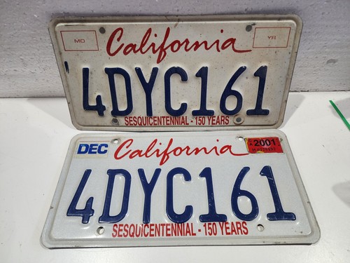 License Plate Set California Sesquicentennial 150 4DYC161 Collectible ...