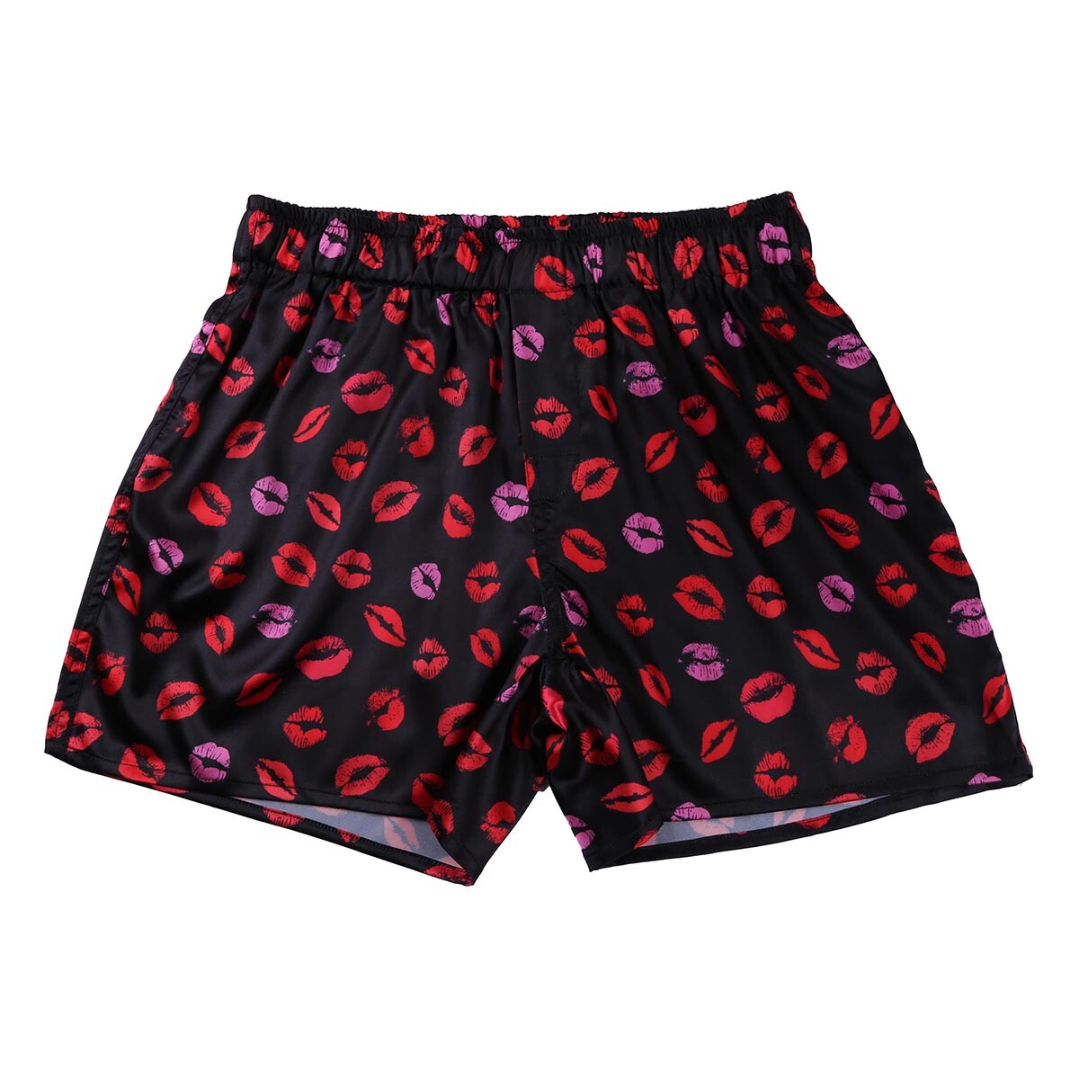 US Men Silk Lips Printed Boxer Shorts Loose Pajamas Bottom Short Pants ...