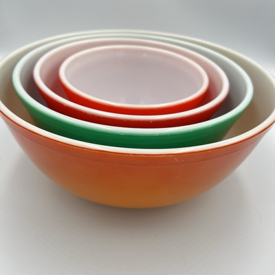 Set Of 4 Vintage Pyrex Mixing Bowls 4 Qt 404, 2.5 Qt 403, 1.5 Qt 402, 1 ...