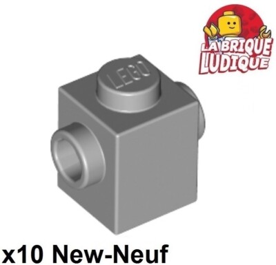 Lego 10x Brique Brick Modified 1x1 Studs on 2 Sides gris/light bluish ...