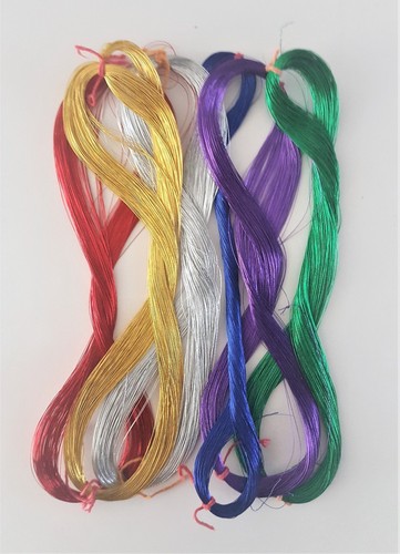 6 x 75 metre skeins of Fine Metallic Thread Hand Embroidery Sewing ...