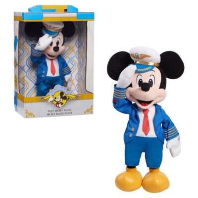 NWT Mickey Mouse D23 Plush Captain Saluting Pilot Blue Cathay Pacific ...