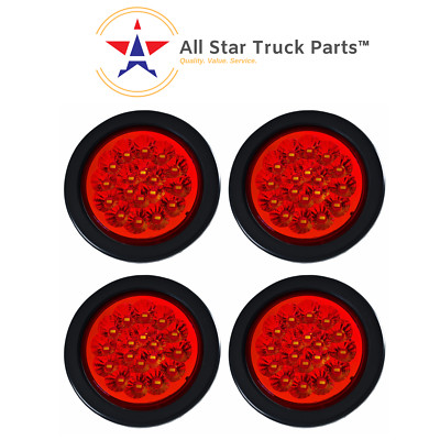 4" Red 18 LED Round Stop Turn Tail Truck Light with Grommet & Pigtail ...
