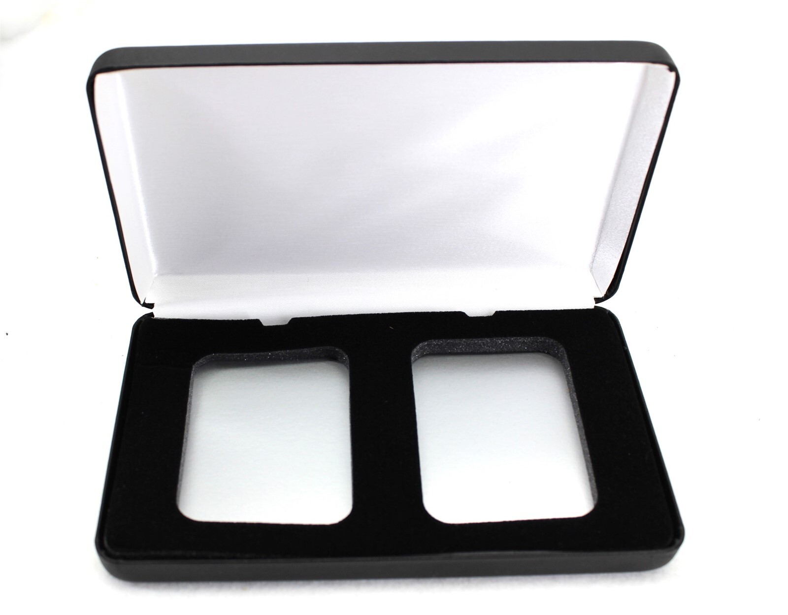 BLACK LEATHERETTE DISPLAY BOX FOR 2 NGC GRADED CERTIFIED COIN SLAB ...