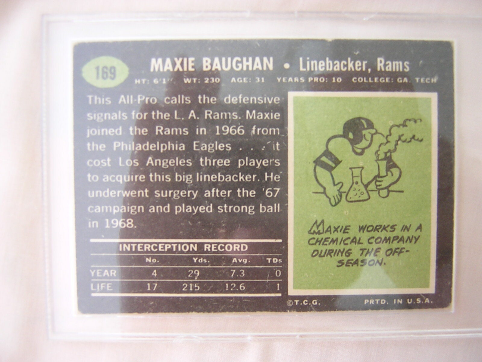 Maxie Baughan Signed 1969 Topps #169 Autographed Rams | eBay