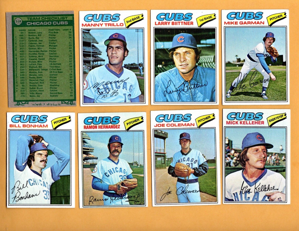 1977 Topps Team SET (24) CHICAGO CUBS MADLOCK MONDAY TRILLO REUSCHEL ...