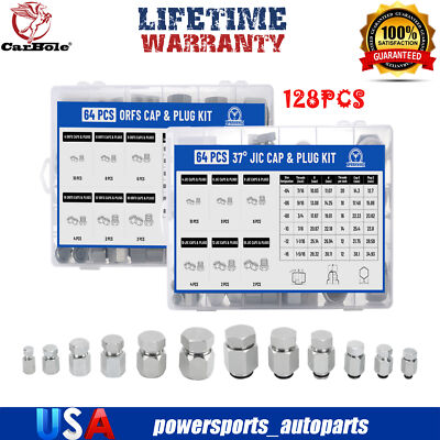 128PC JIC and ORFS Hydraulic Cap and Plug Hose Tube and Pipe Cap and ...