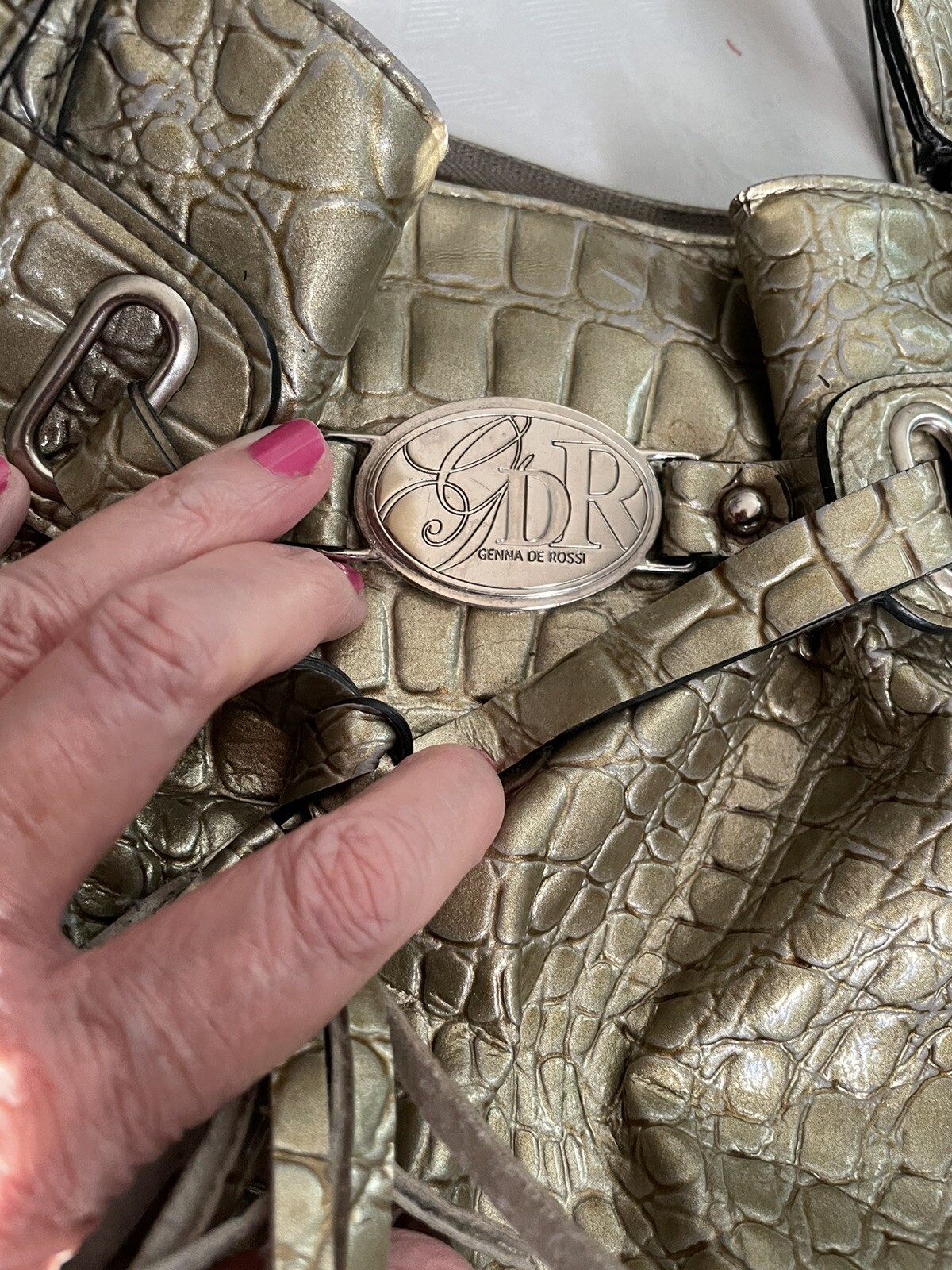 Genna De Rossi Large Purse Handbag Gold Shoulder Bag Faux Leather | eBay