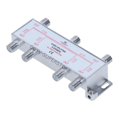 6-Way TV Splitter 5-2300 MHz Coax Cable Adapter for RG59 RG6 HDTV ...