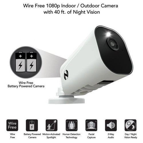 Night Owl 1080 Wire Free Add On Camera with Night Vision (BWNIP-2TA-BS ...