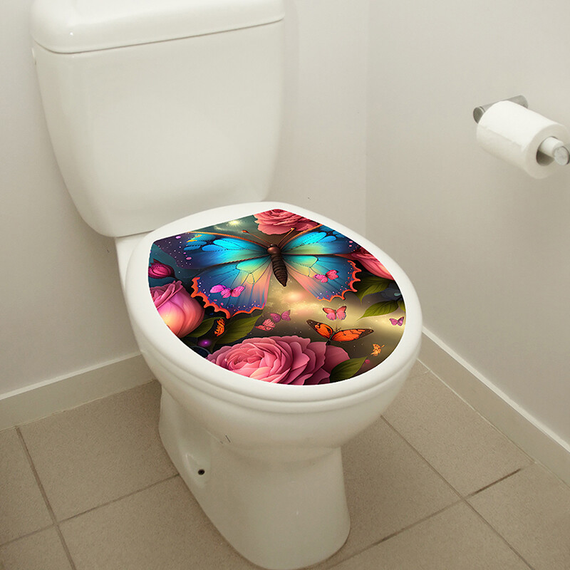 1pcs 3D Toilet Seat Wall Sticker Art Sticker Bathroom Decals Self ...