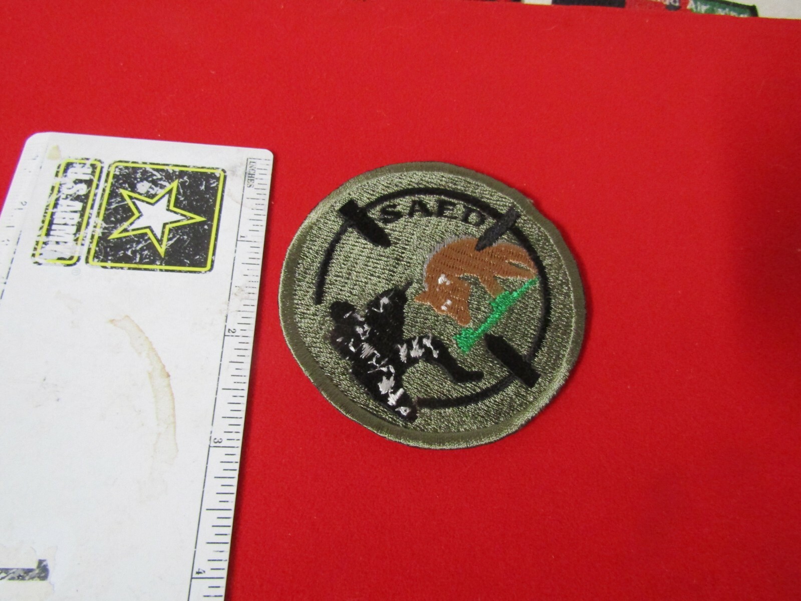 MILITARY PATCH THEATER MADE SEW ON AFGHANISTAN SAED CROUCHING MAN AND ...