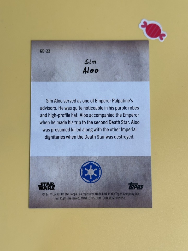 2025 Topps Star Wars Meiyo #GE-22 Sim Aloo Galactic Empire Base Blue ...