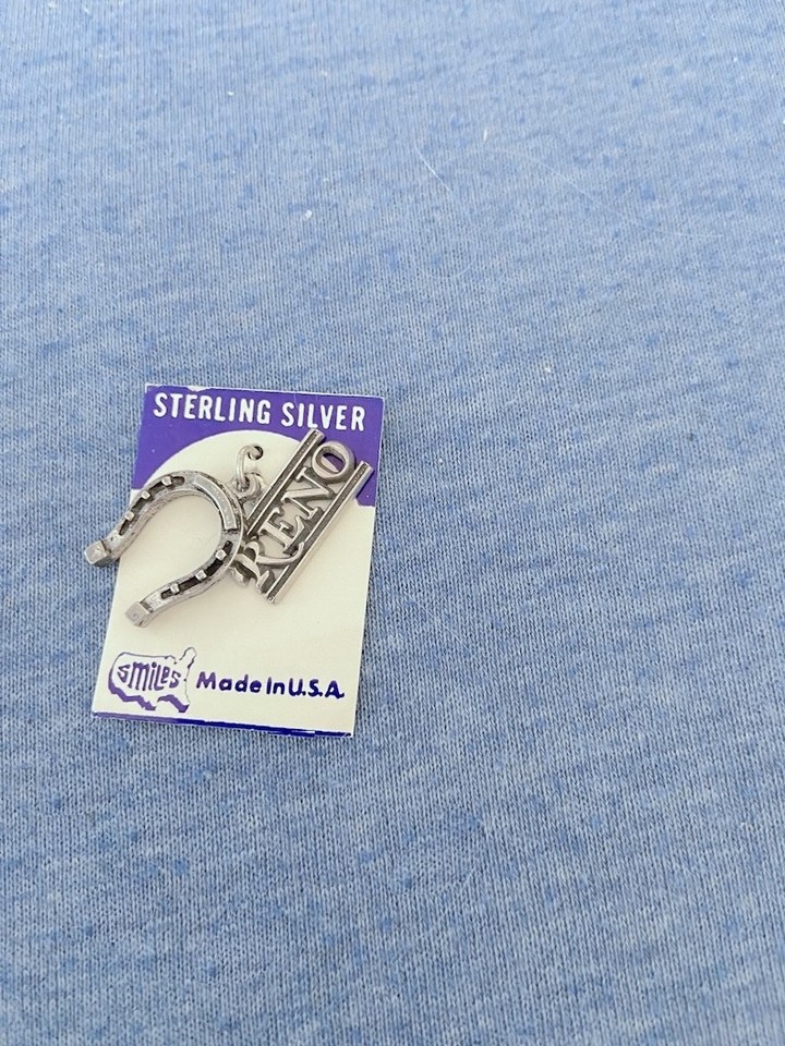 Estate NOC vtg 50s-60s Sterling DOUBLE CHARM: "RENO" (Nevada) sign w ...