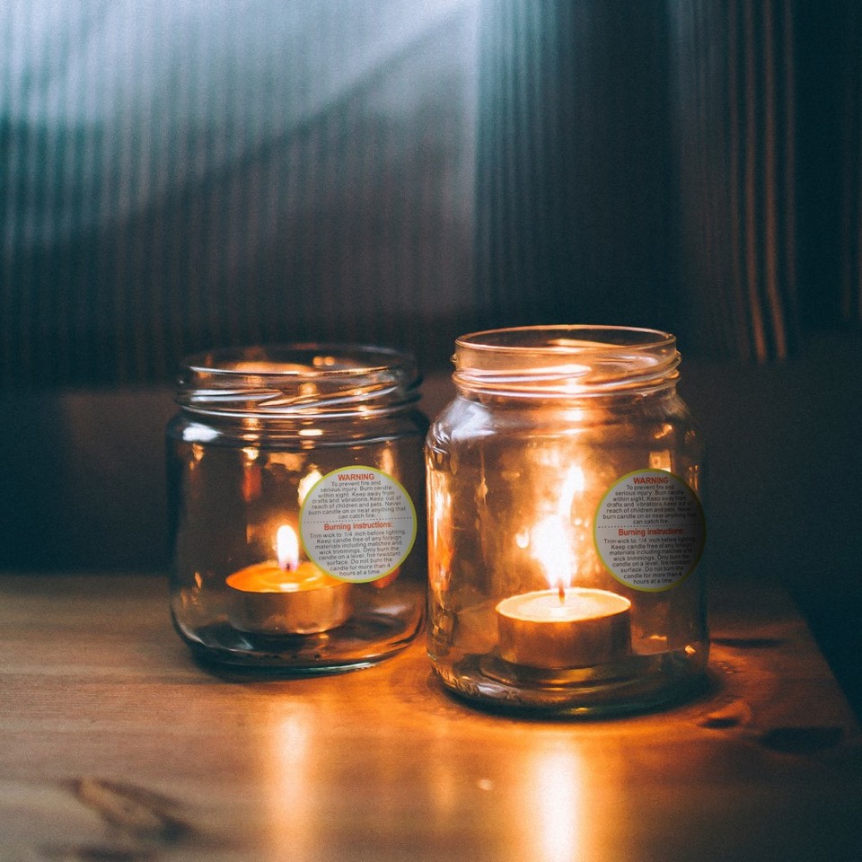 1 Roll Waterproof Adhesive Warning Decals Label for Candle Jars ...