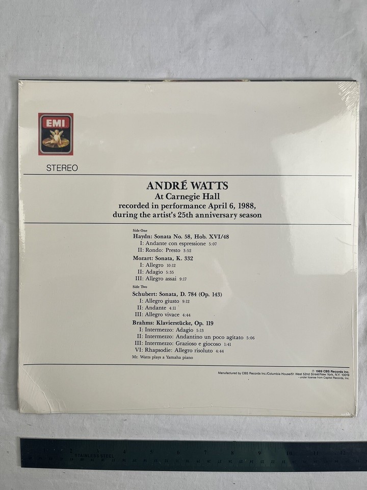 Andre Watts At Carnegie Hall SEALED 1989 LP Angel 1P 7850 Mint ...