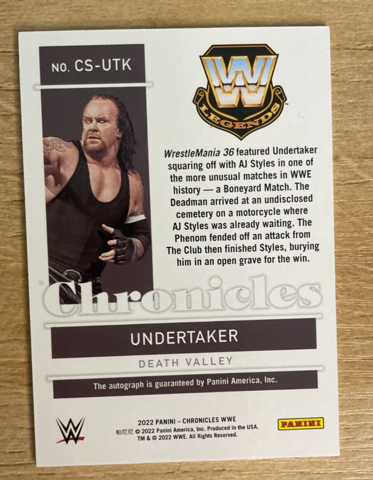 2022 Panini Chronicles WWE Undertaker Autograph #CS-UTK E66 | eBay