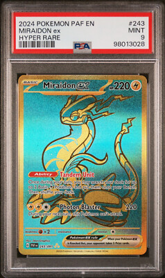 Pokemon Paldean Fates - MIRAIDON EX - GOLD HYPER RARE - 243/091 - PSA 9 ...