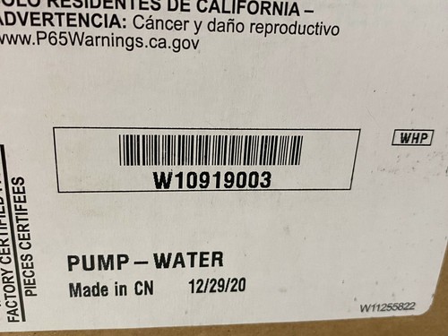 GENUINE OEM Whirlpool Washer Drain Pump W10919003 | eBay