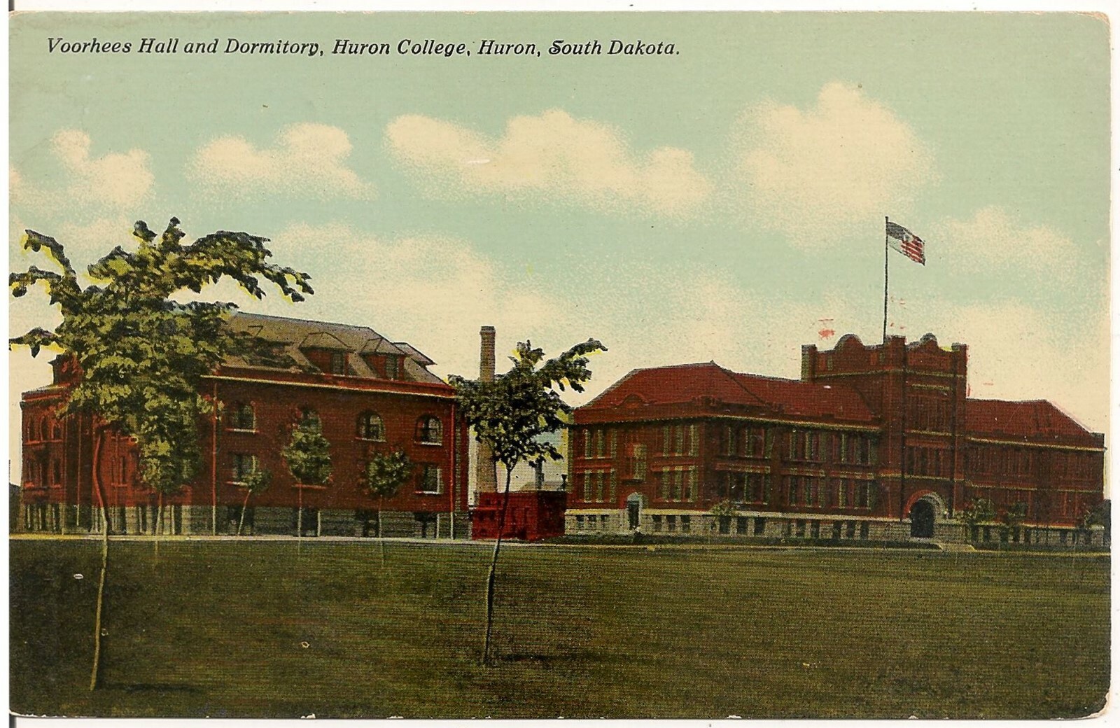 Voorhees Hall and Dormitory, Huron College, Huron SD Postcard 1912 | eBay