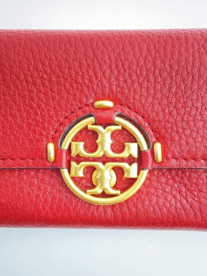 TORY BURCH Bi-fold Wallet Leather RED Plain Women's 10005626 | eBay