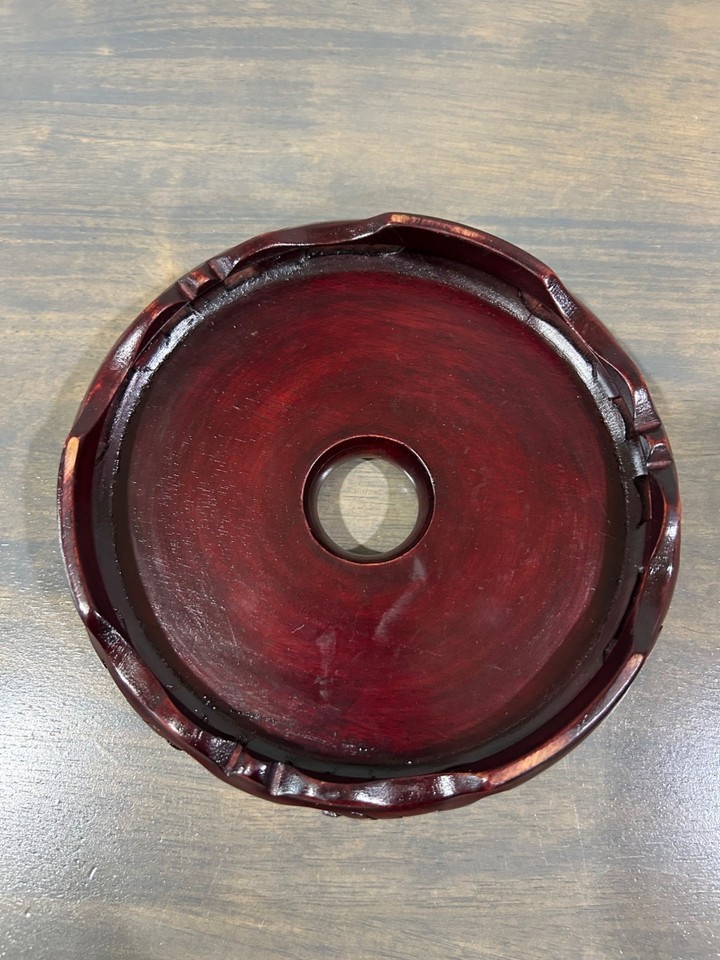 Two Carved Wood Round Display Stands Chinese Vase Stand Urn Plant 7 ...