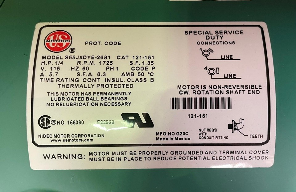 Taco 1600E Pump, 1600E3E8 Cast Iron Circulator Pump, 1/4 HP, 1750 RPM ...