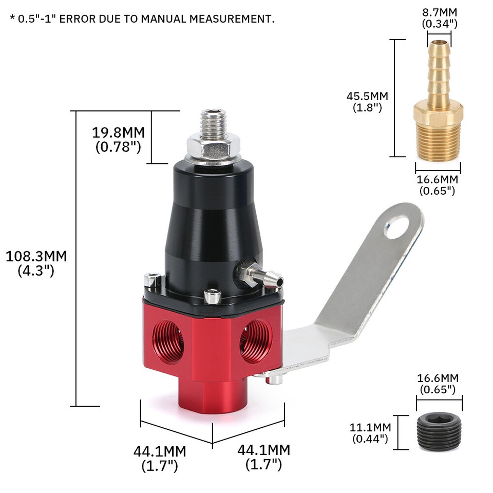 Adjustable Inline Fuel Pressure Regulator FPR 3-65 PSI 3/8" Return Port ...