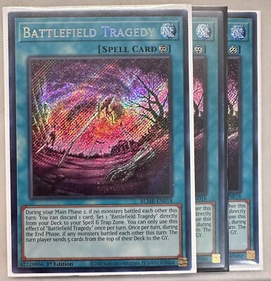 Yugioh! 3x Battlefield Tragedy BLMR-EN018 Secret Rare 1st Ed NM | eBay