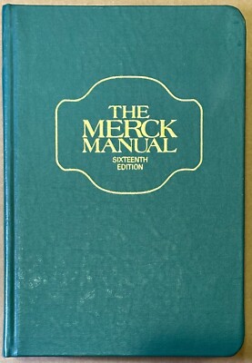 1992 The Merck Manual Sixteenth 16th Edition Thumb Indexed Green HC ...