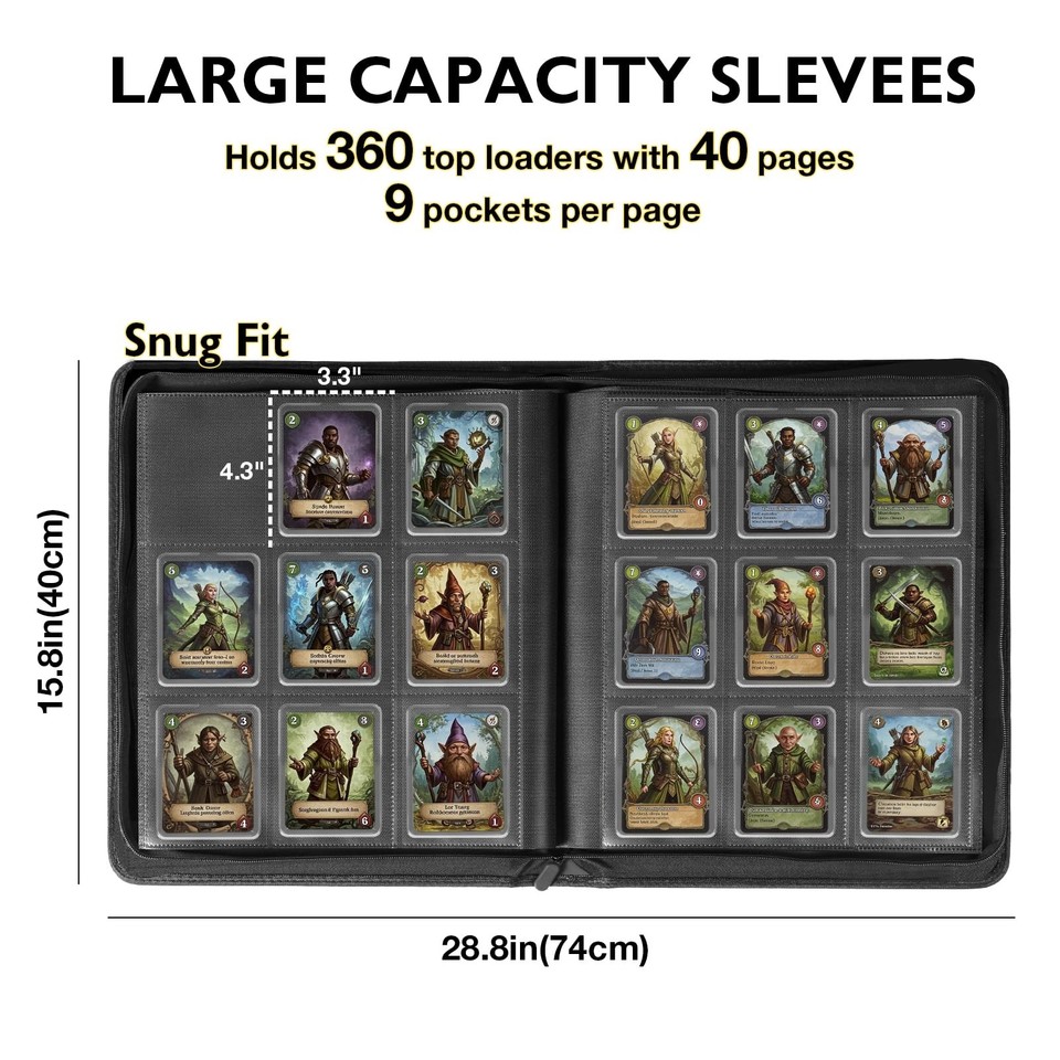 Toploader Binder, Holds 360 Top Loaders,9 Pocket Top Loader Binders for ...